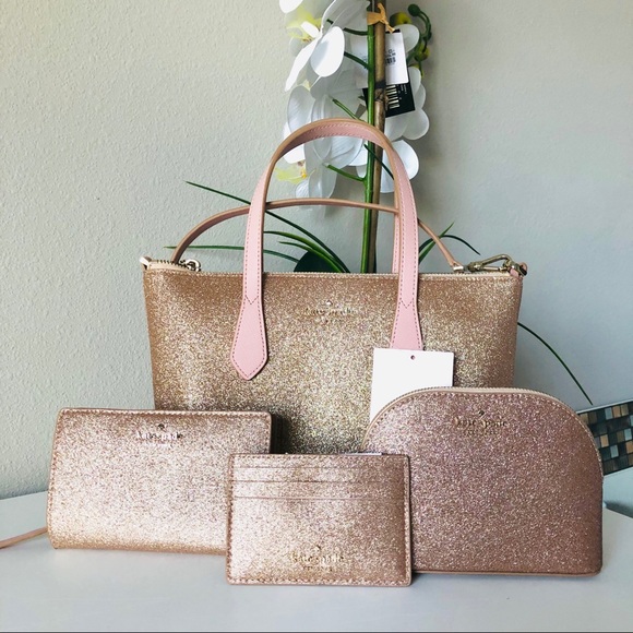 kate spade | Bags | Kate Spade Joeley Rose Gold Satchel 4pc Set Nwt ...